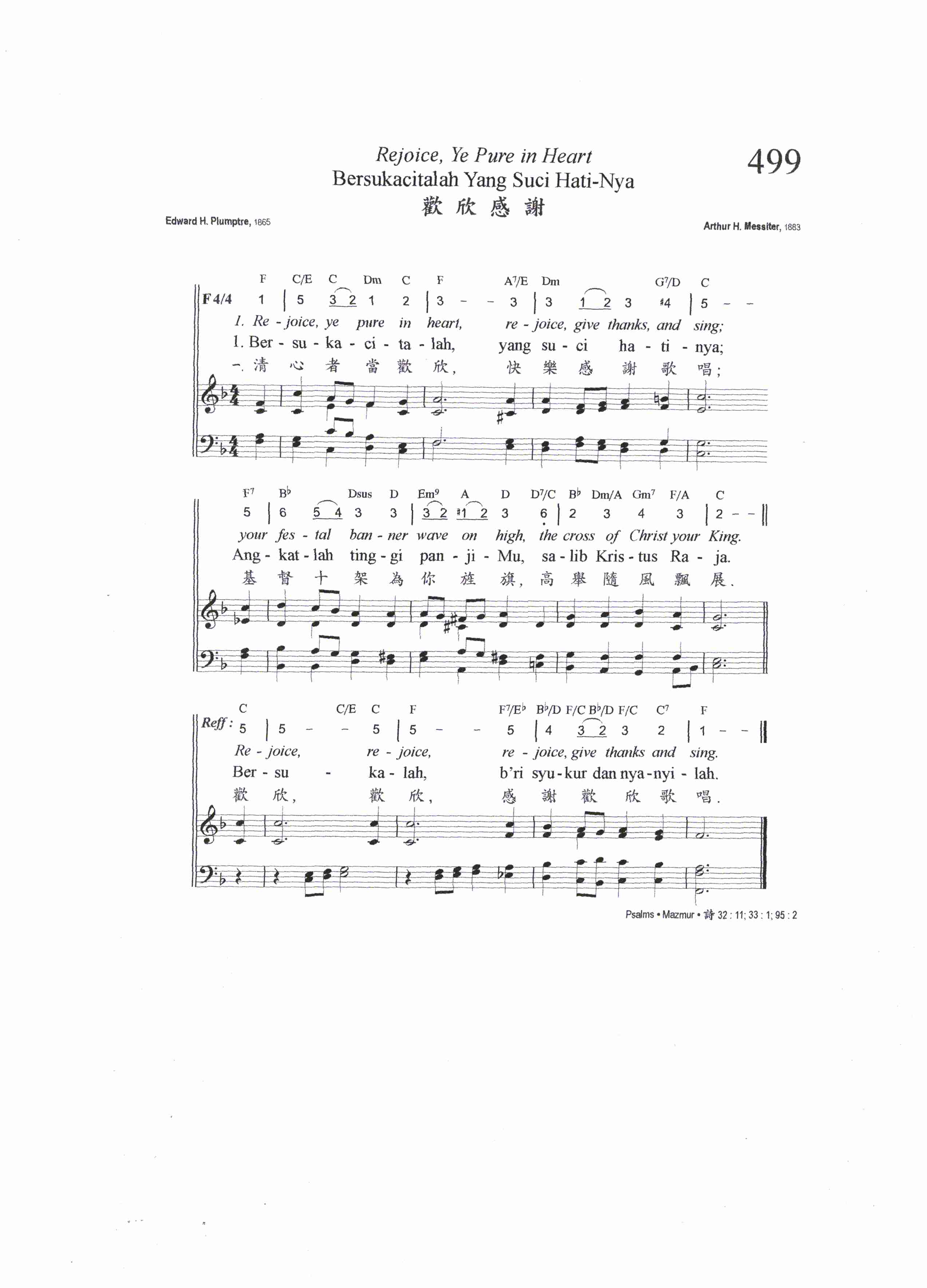 Song In Hymns Ministry Resources | 499 Bersukacitalah Yang Suci Hati-Nya